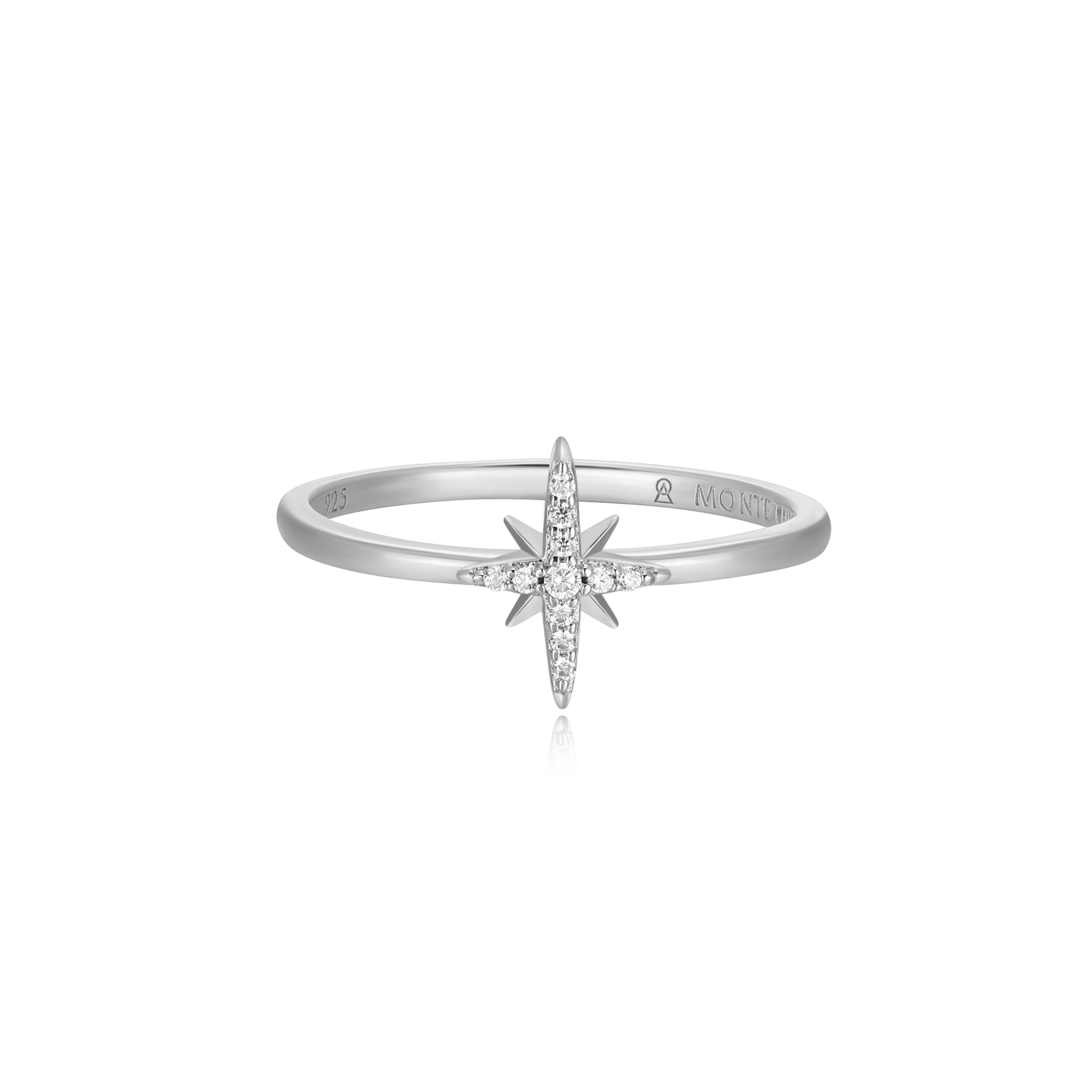 North Star Statement Ring in Rhodium-Plated Sterling Silver | M by ...